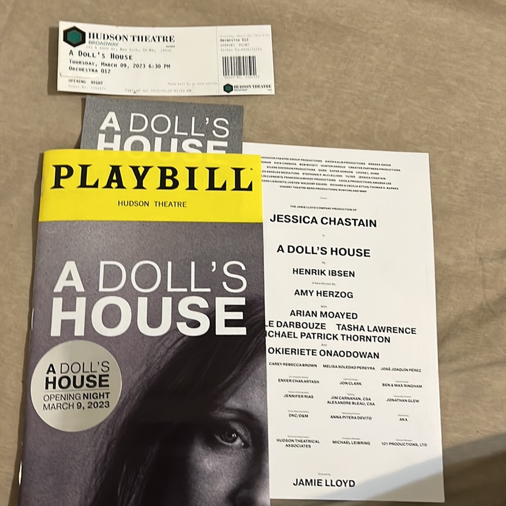 A Dolls House Opening Playbill & Ticket (Jessica Chas… - Gem